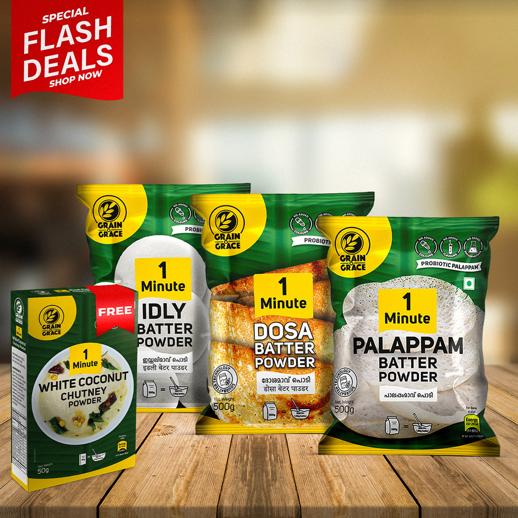 Instant Breakfast Mix | Idly, Dosa & Palappam Batter | Grain N Grace