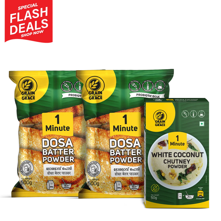 Two Dosa Batter Bundle 1 White Coconut Chutney Powder – Grain N Grace