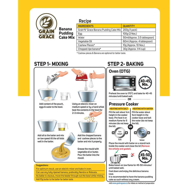 Banana Pudding Cake Mix 200g (Buy 1 Get 1 Offer) – Grain N Grace