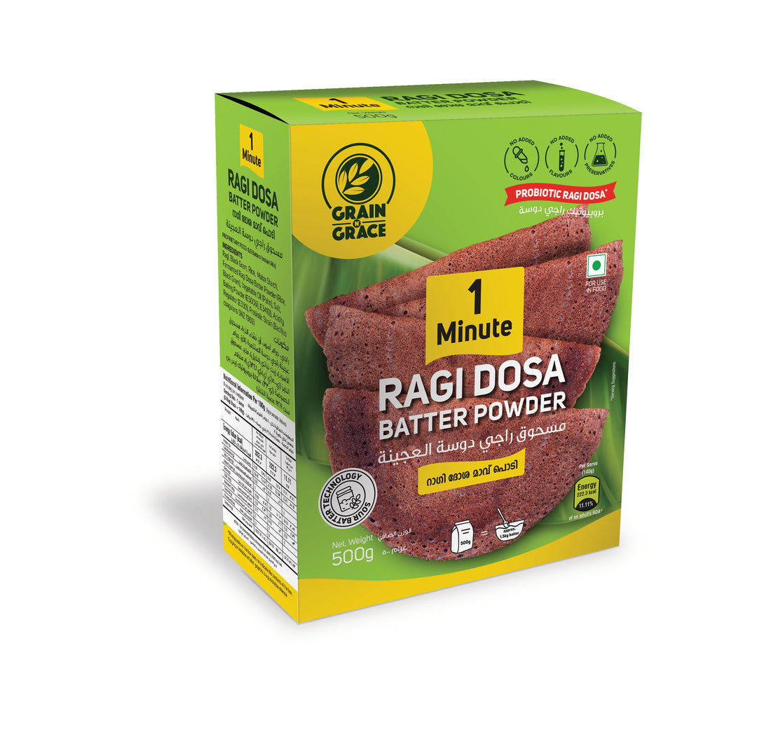 1 Minute Ragi Dosa Batter Powder (500g) – Grain N Grace